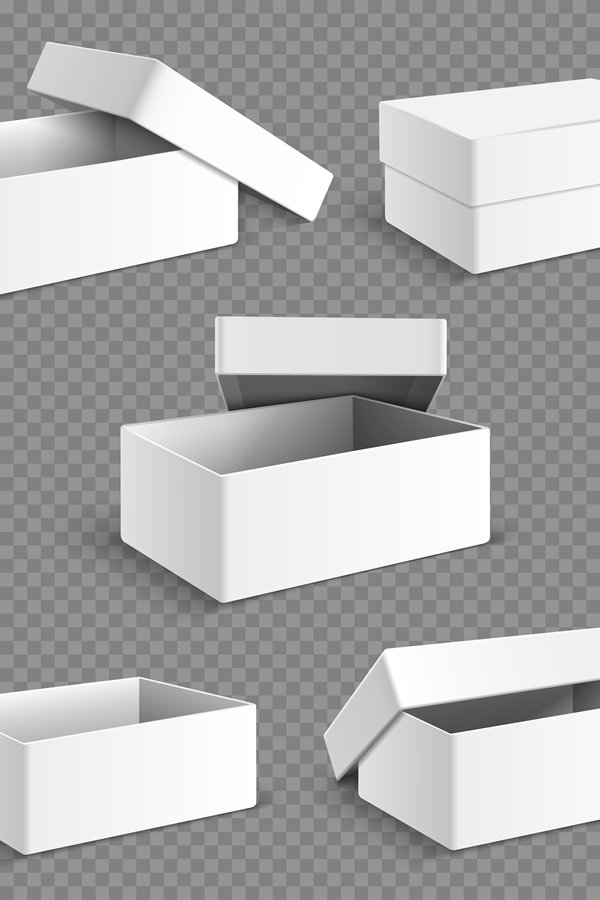 Blank white packaging paper box with transparent soft shadow