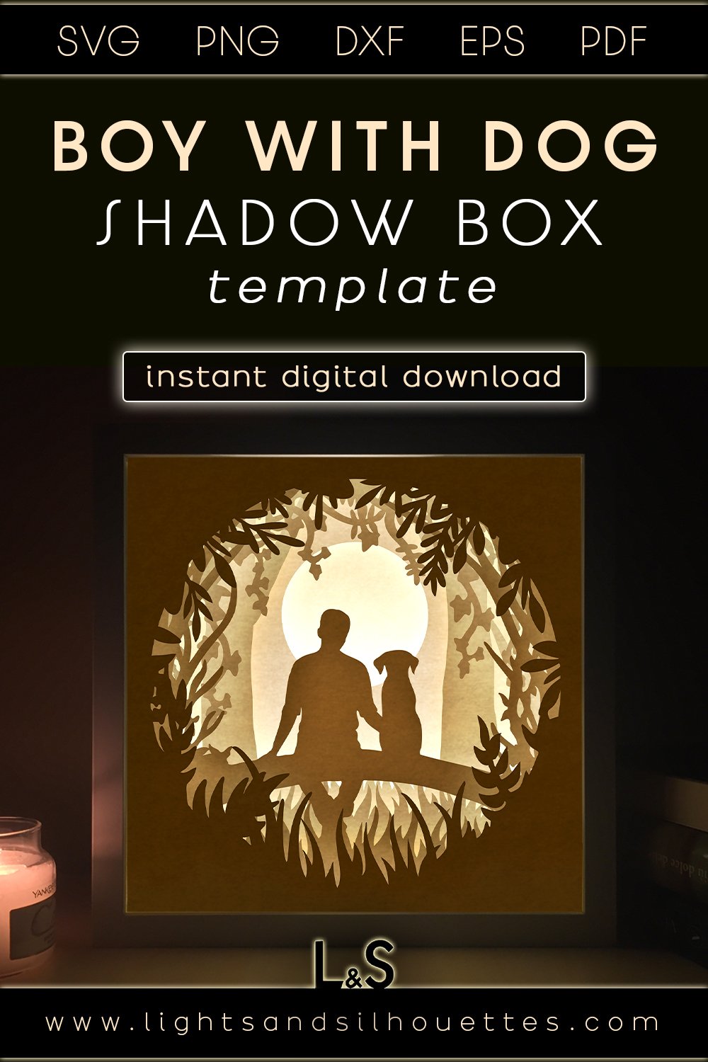 Dog Shadow Box Svg | Dog Dad Paper Cut Template