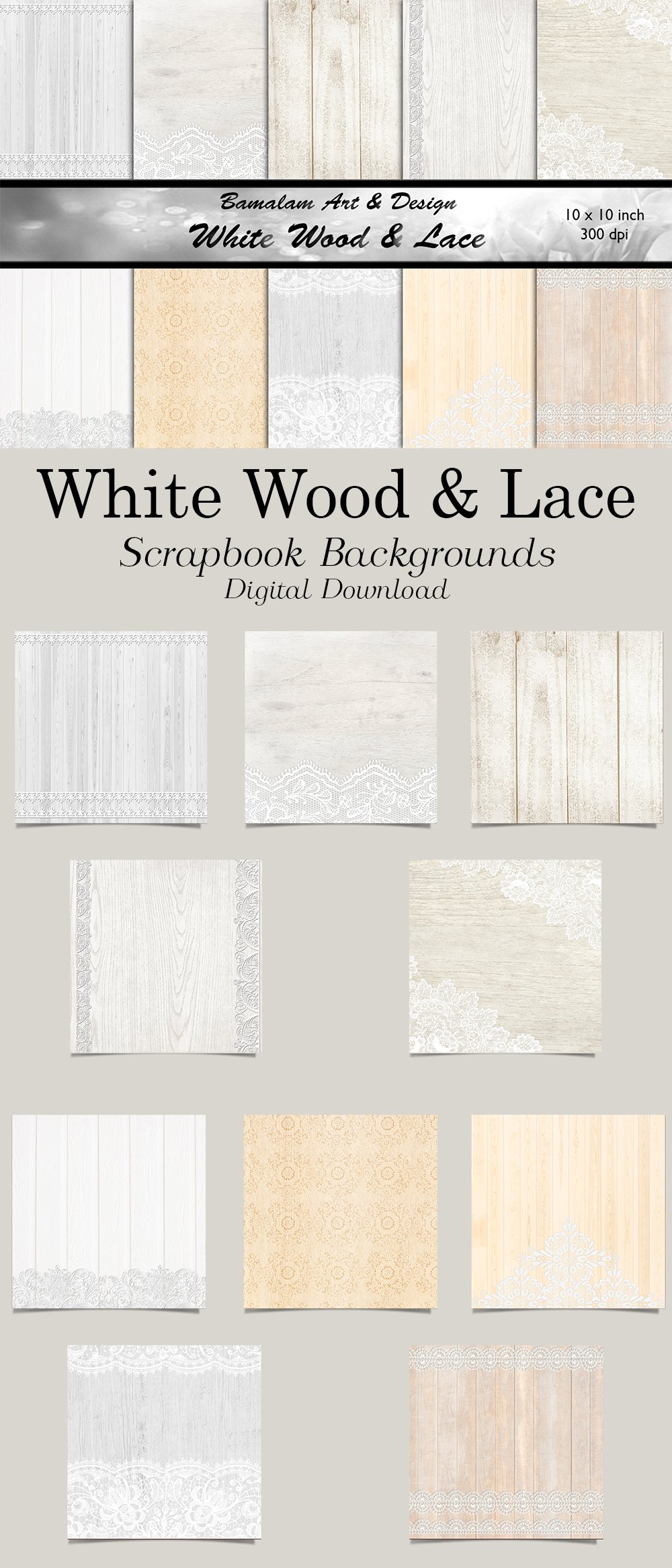 Lace and rose gold damask digital backgrounds