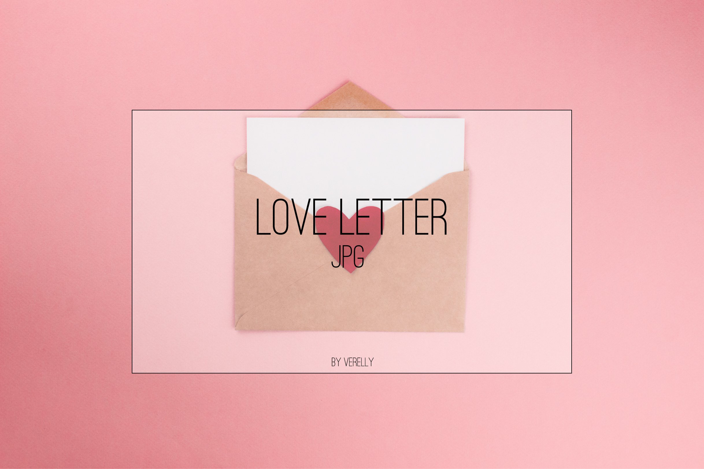 Love letter with white paper sheet in craft paper envelope