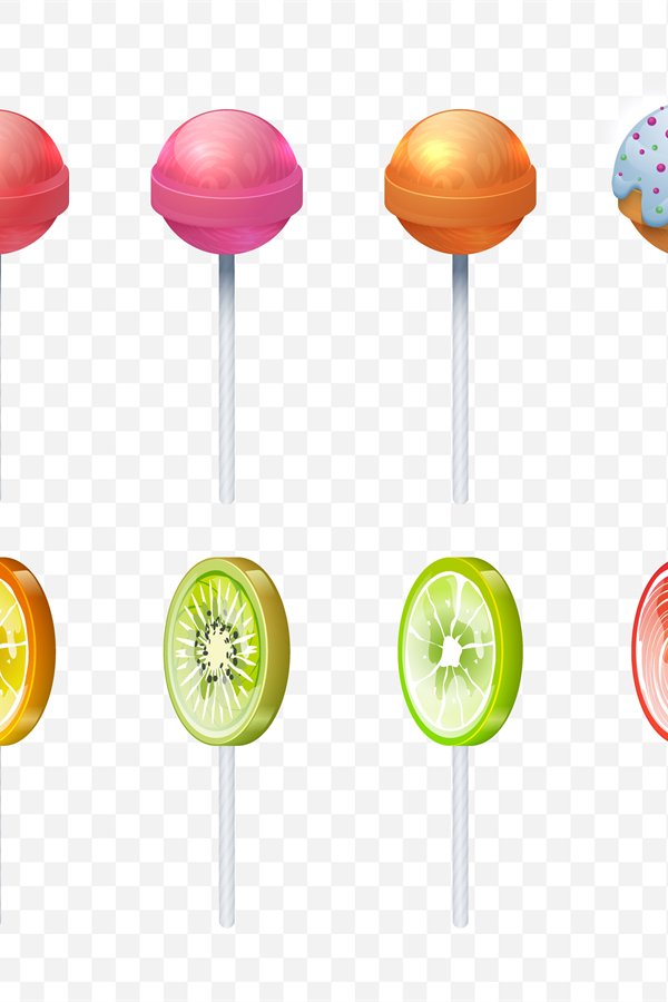 Colorful lollipop set. Round and spiral sweet lolly candies.