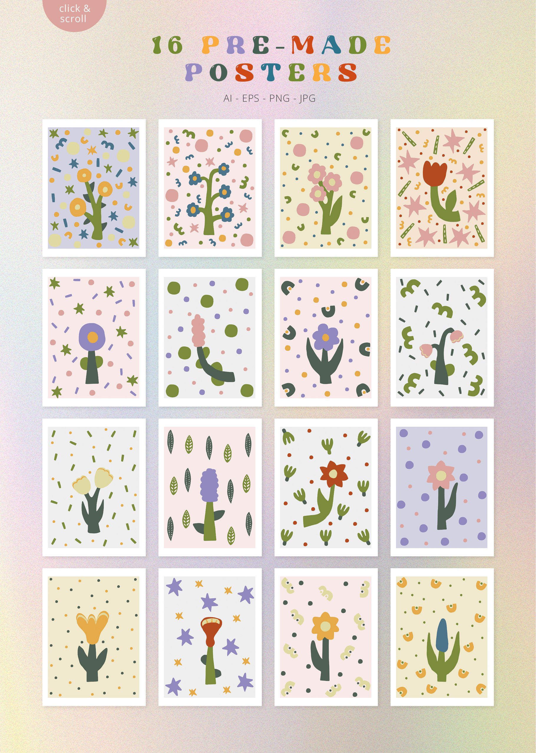 Modern vector flower posters