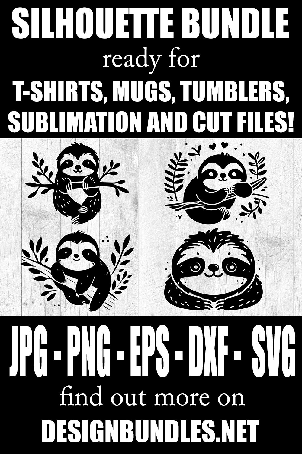 Cute Sloth Silhouettes SVG EPS PNG (2973286)