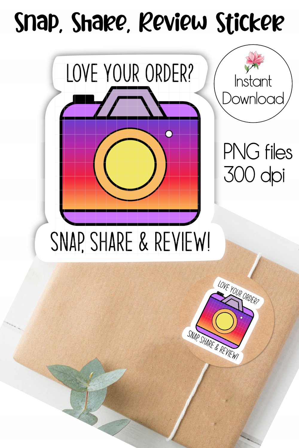 Printable Snap, Share, Review Sticker, Social (1141931)
