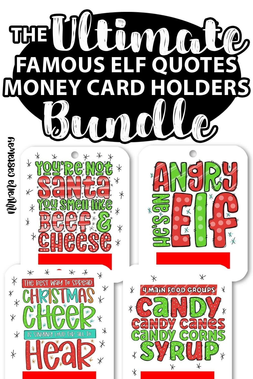 12 Famous Elf Movie Quotes Gift Card Holders Bundle