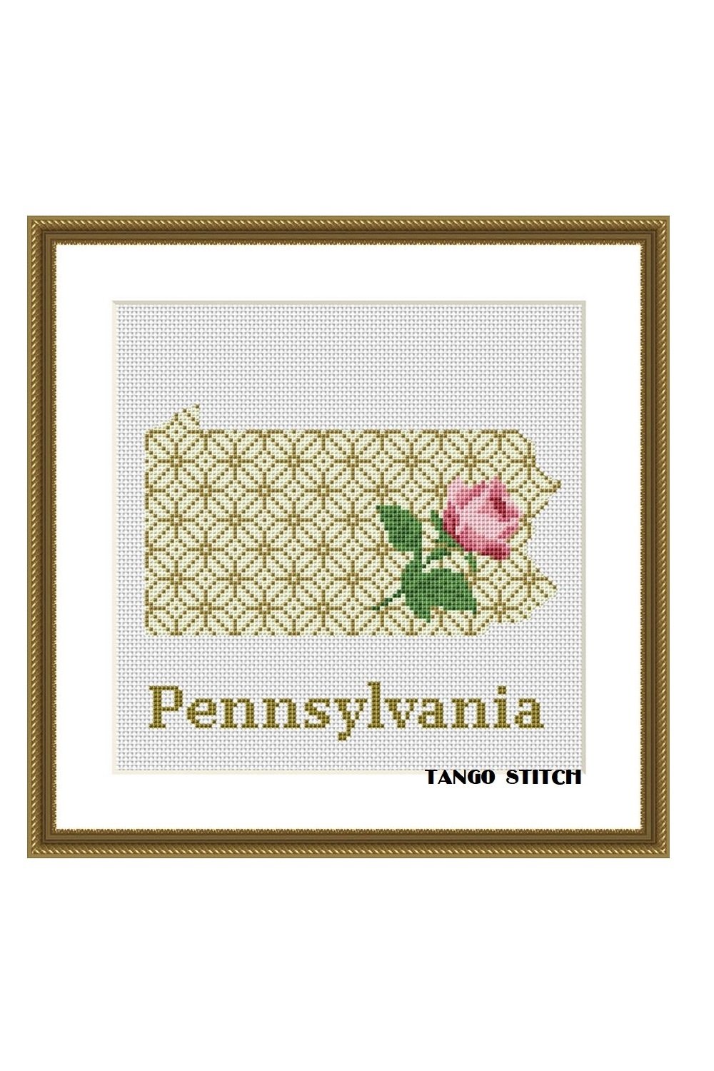 Pennsylvania state map silhouette cross stitch pattern