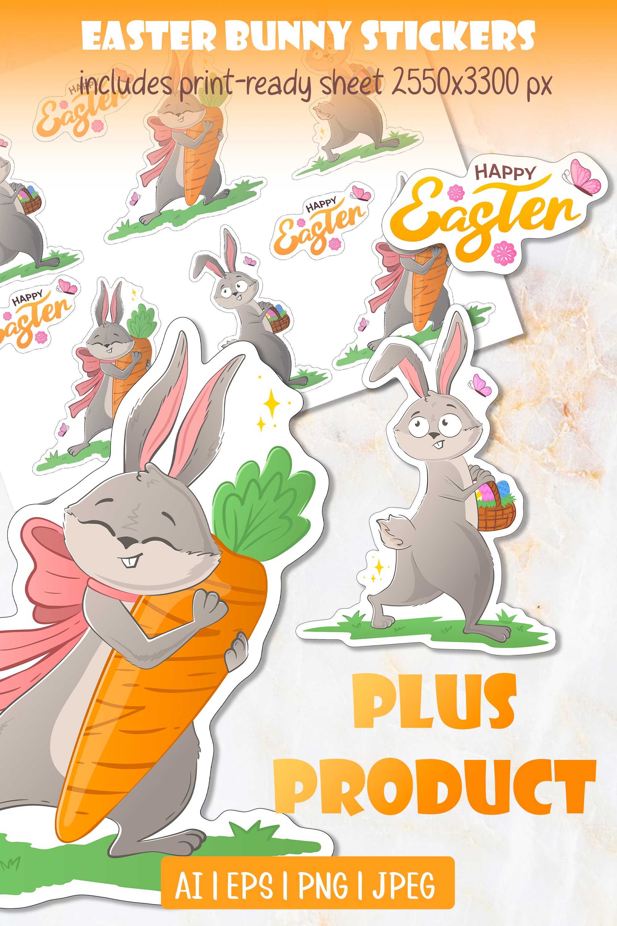 Cute Easter bunny stickers | Happy Easter rabbit PNG