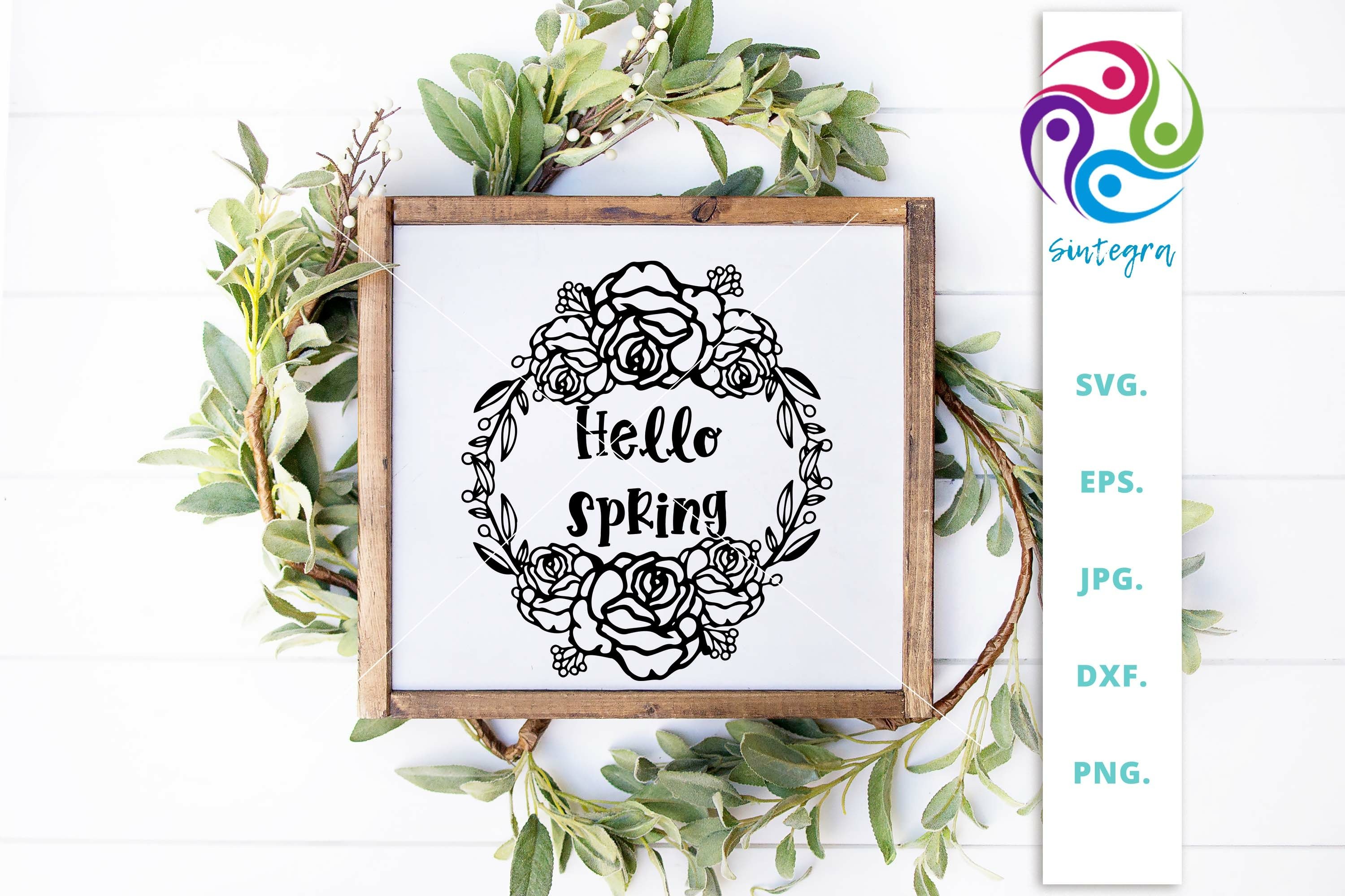 Hello Spring SVG, Spring Wreath SVG