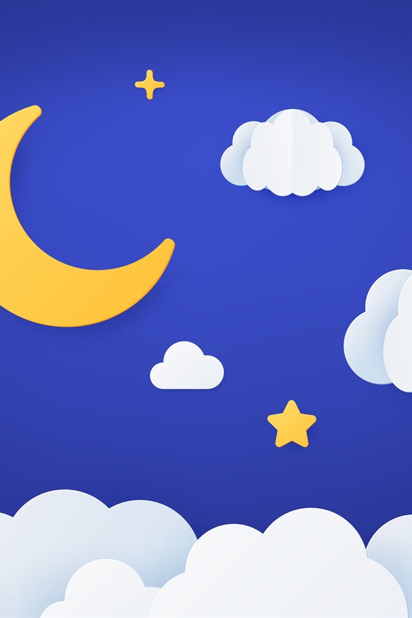 Paper art night sky. Origami dream landscape scene with moon