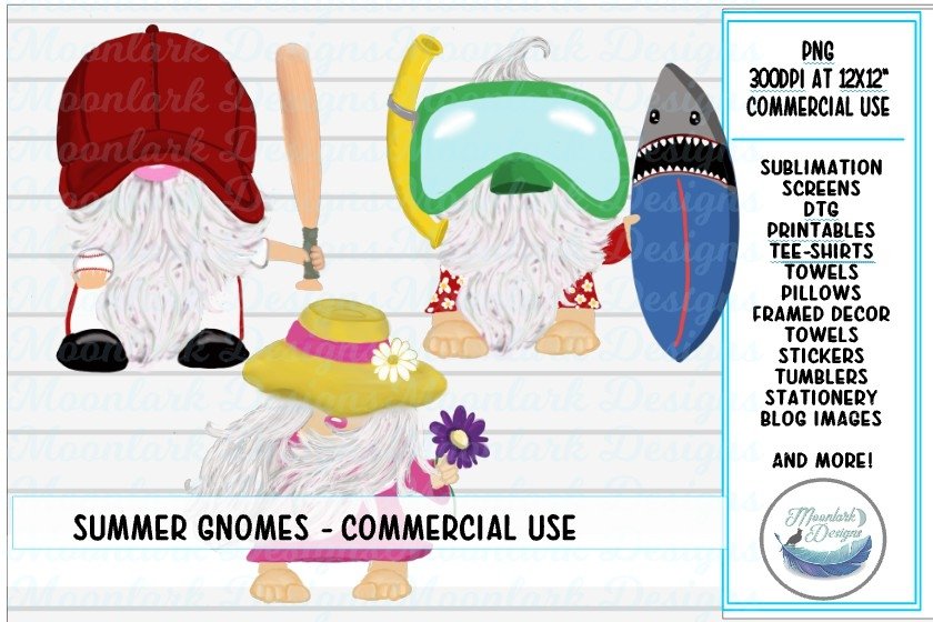 Summer Gnome scuba snorkel surfer baseball player girl