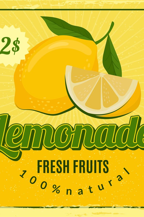 Lemonade retro poster. Brochure marketing placard with fresh