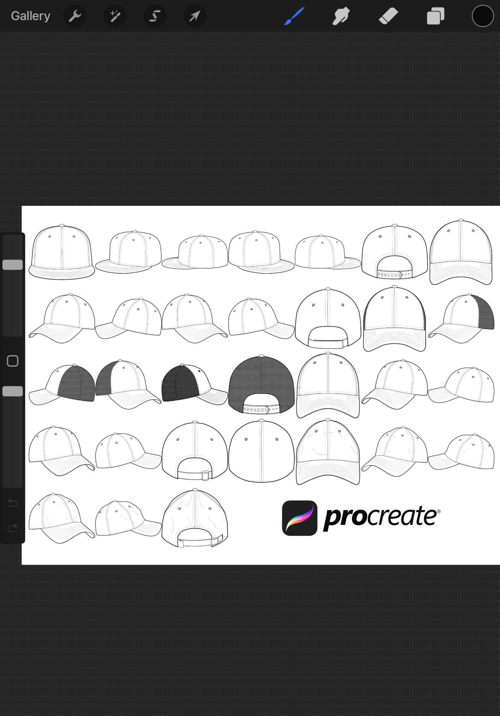 Cap Hat Clothing Procreate Brush Stamps, 31 Cap Stamps