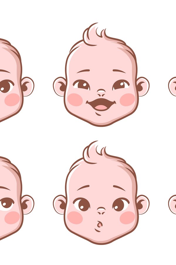 Baby emotions. Cute children emotions laughing and crying, s