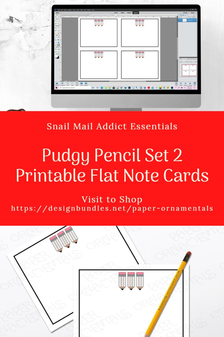 Flat Note Card, Post Card, Trio Pudgy Pencils Set (1500365)