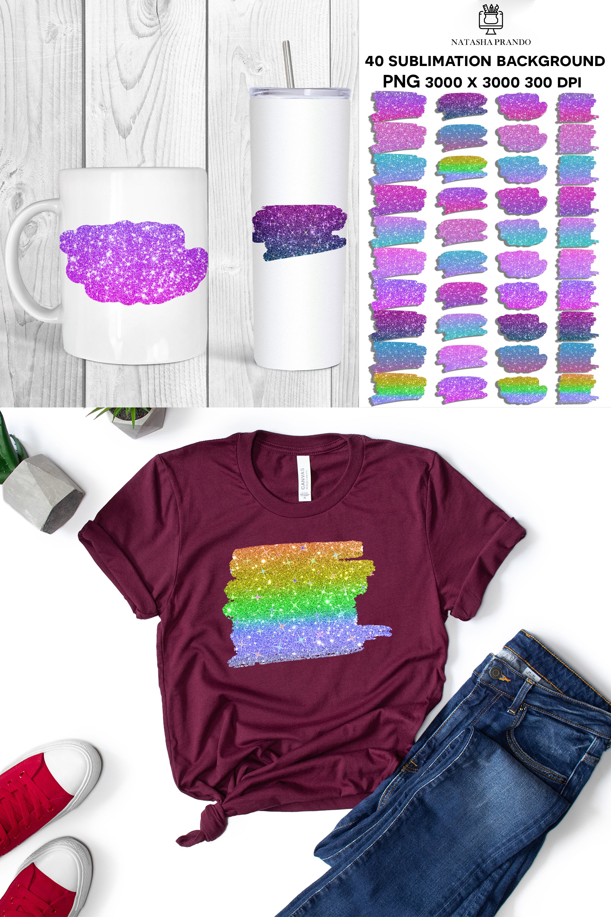 Sublimation Glitter Gradient backgrounds PNG Bundle