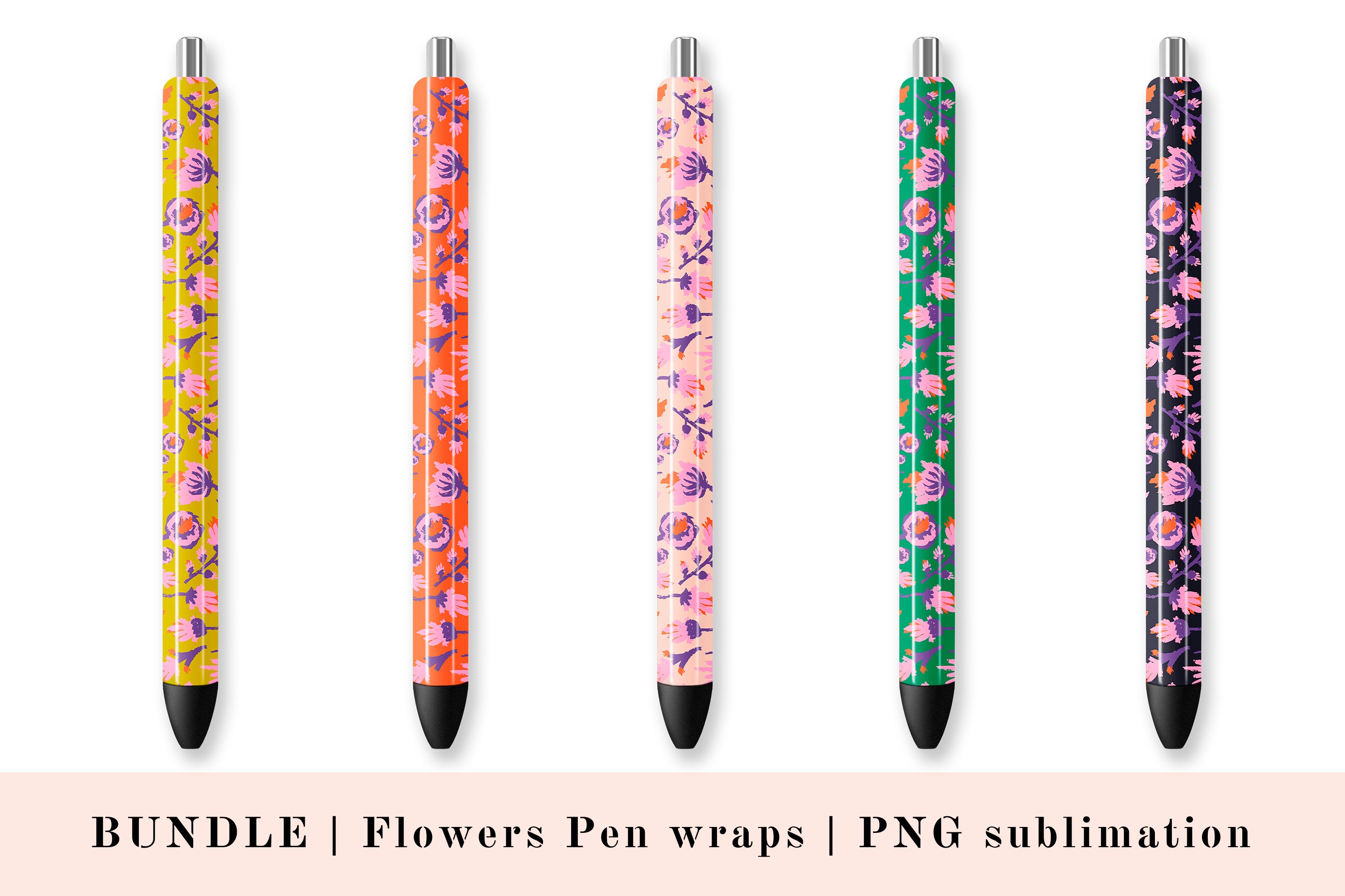 Flowers Pen wraps for epoxy pen, bundle PNG sublima