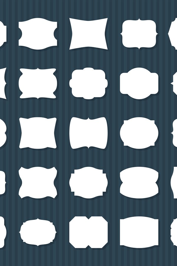 Blank frame label. Empty paper different shapes, decorative