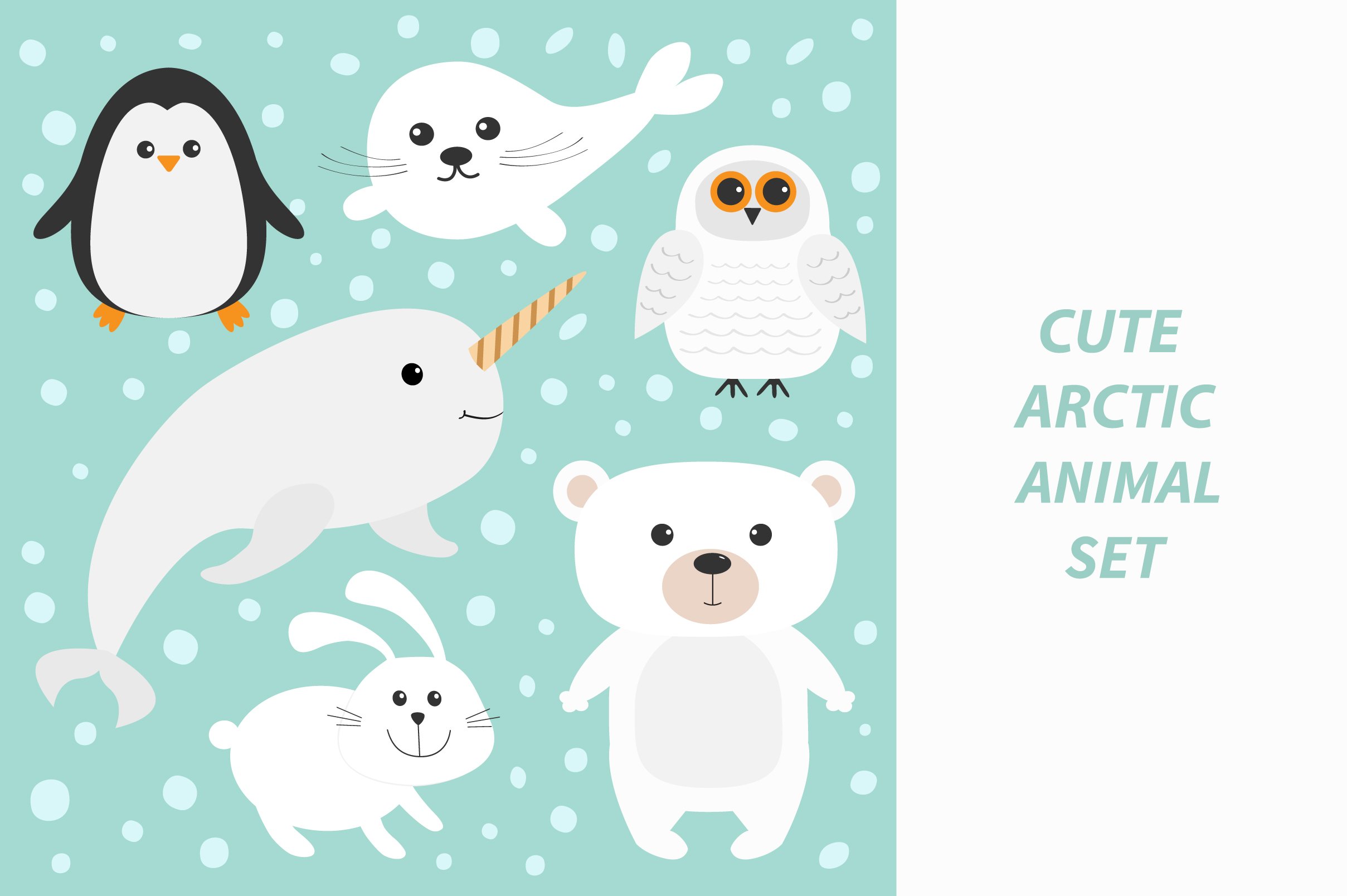 Arctic animal set. Vector illustration