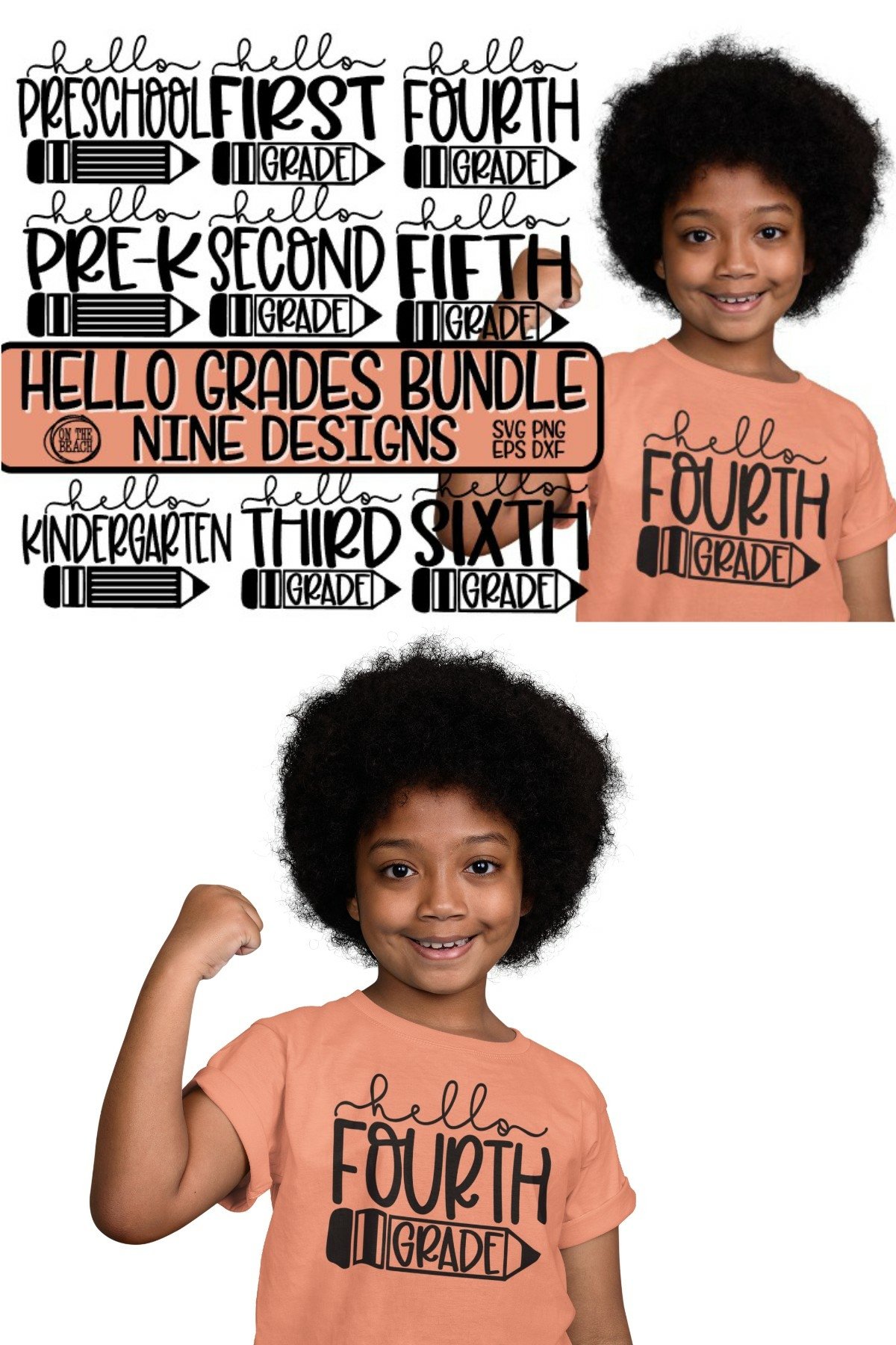 Hello School - Nine Grades Included - SVG PNG EPS DXF