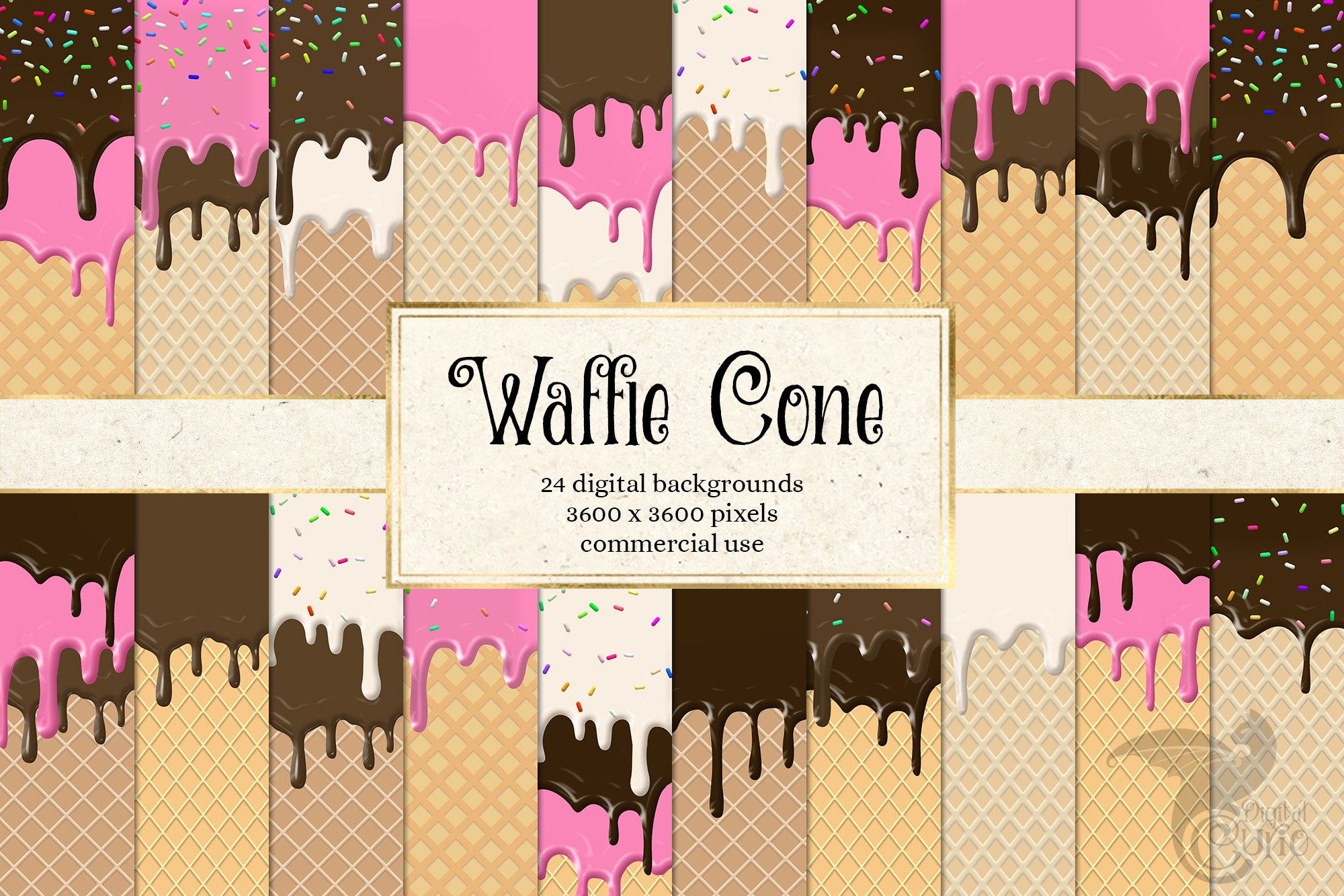 Waffle Cone Digital Paper