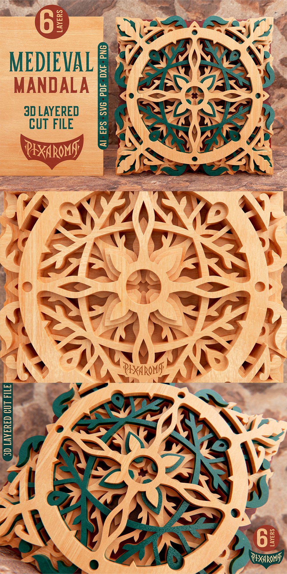 Medieval Mandala | 3D Layered Cut File