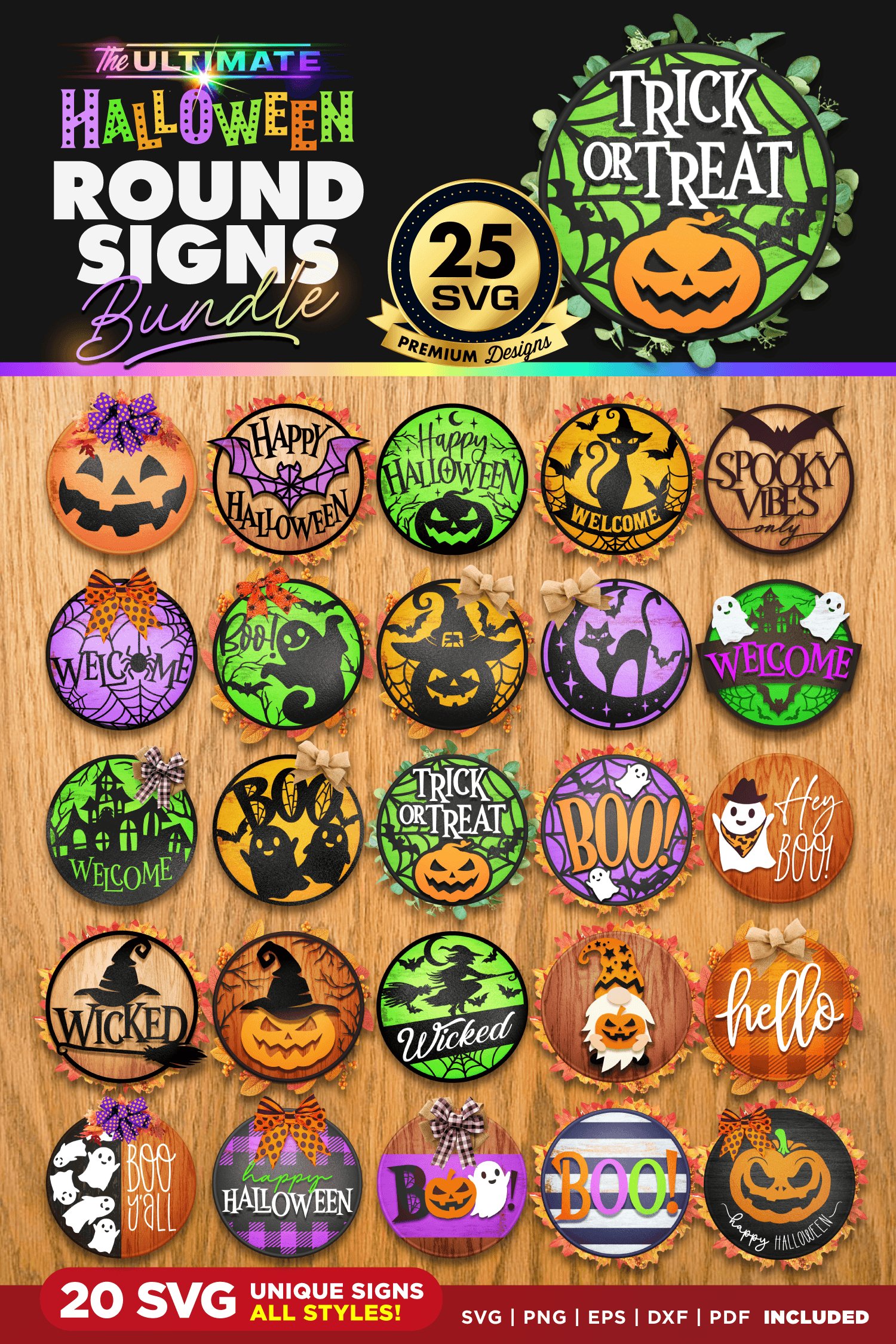 Halloween Round Signs Bundle