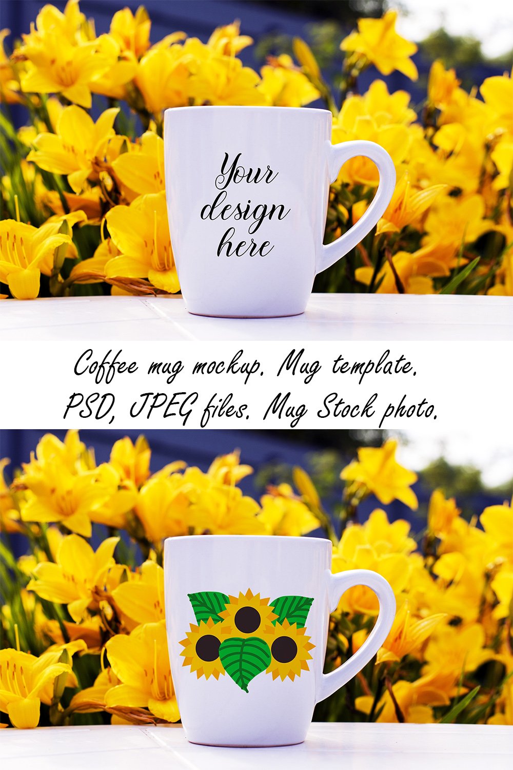 Coffee mug mockup. Mug template. PSD, JPEG files.