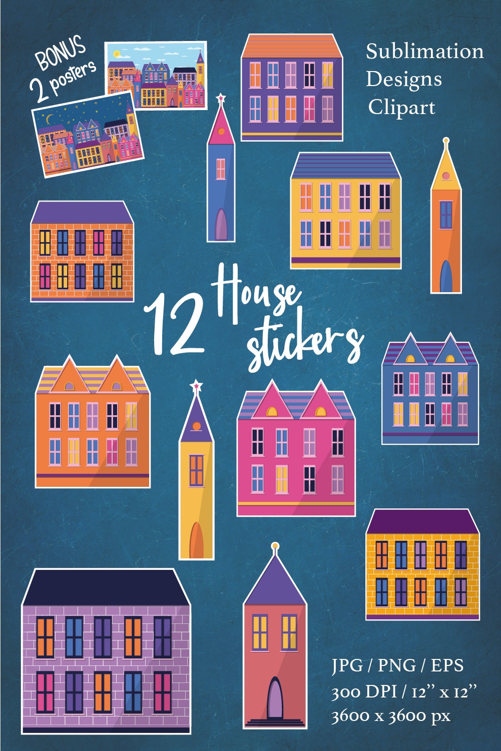 House stickers PNG. House clipart.