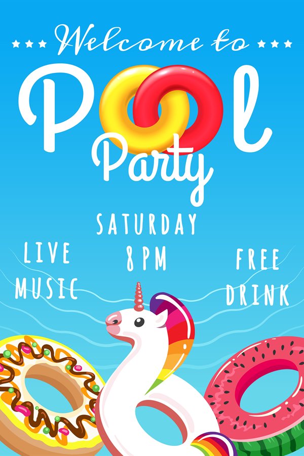 Pool party poster for kids