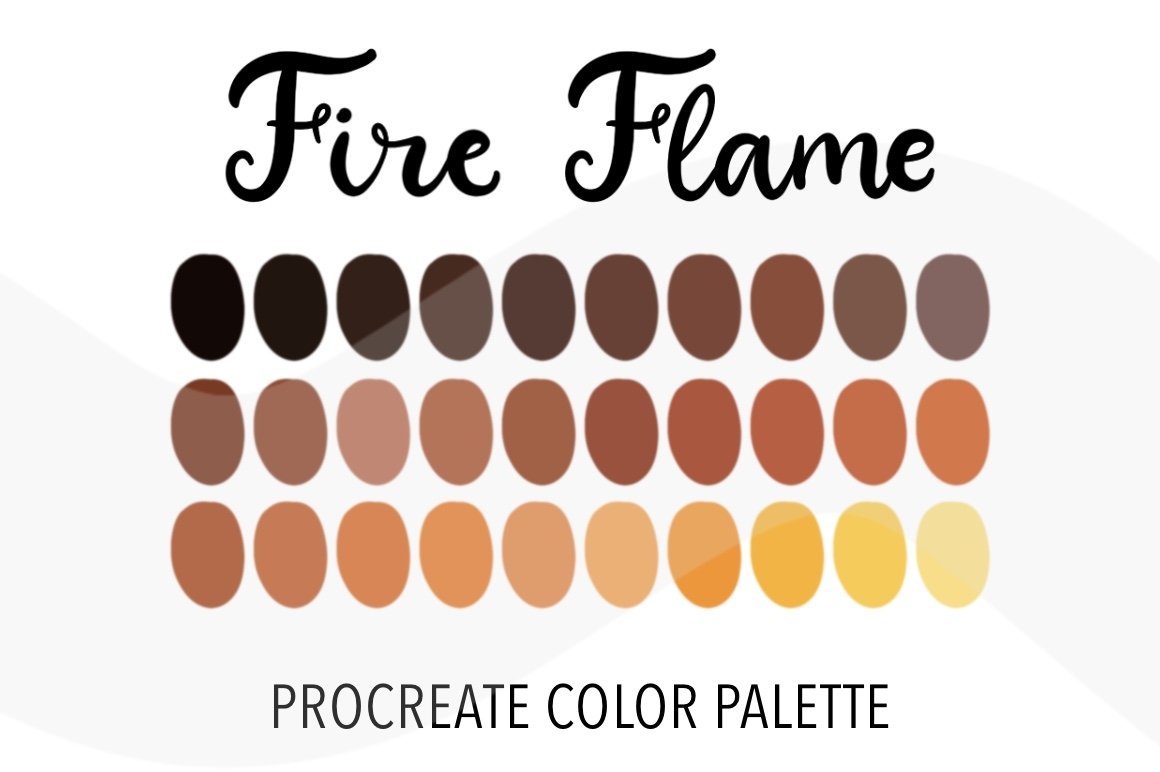 Fire Flame color palette for Procreate. 30 Swatches for
