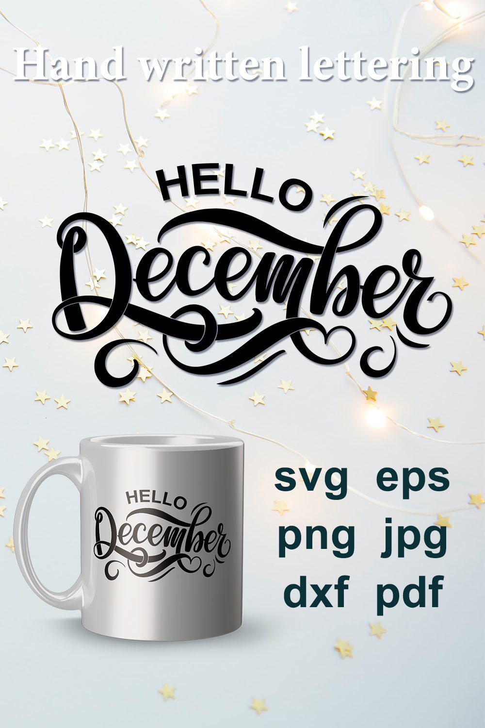 Hello December quote svg, winter saying png, December svg