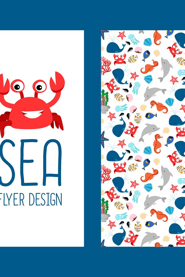 Sea life vertical flyer design
