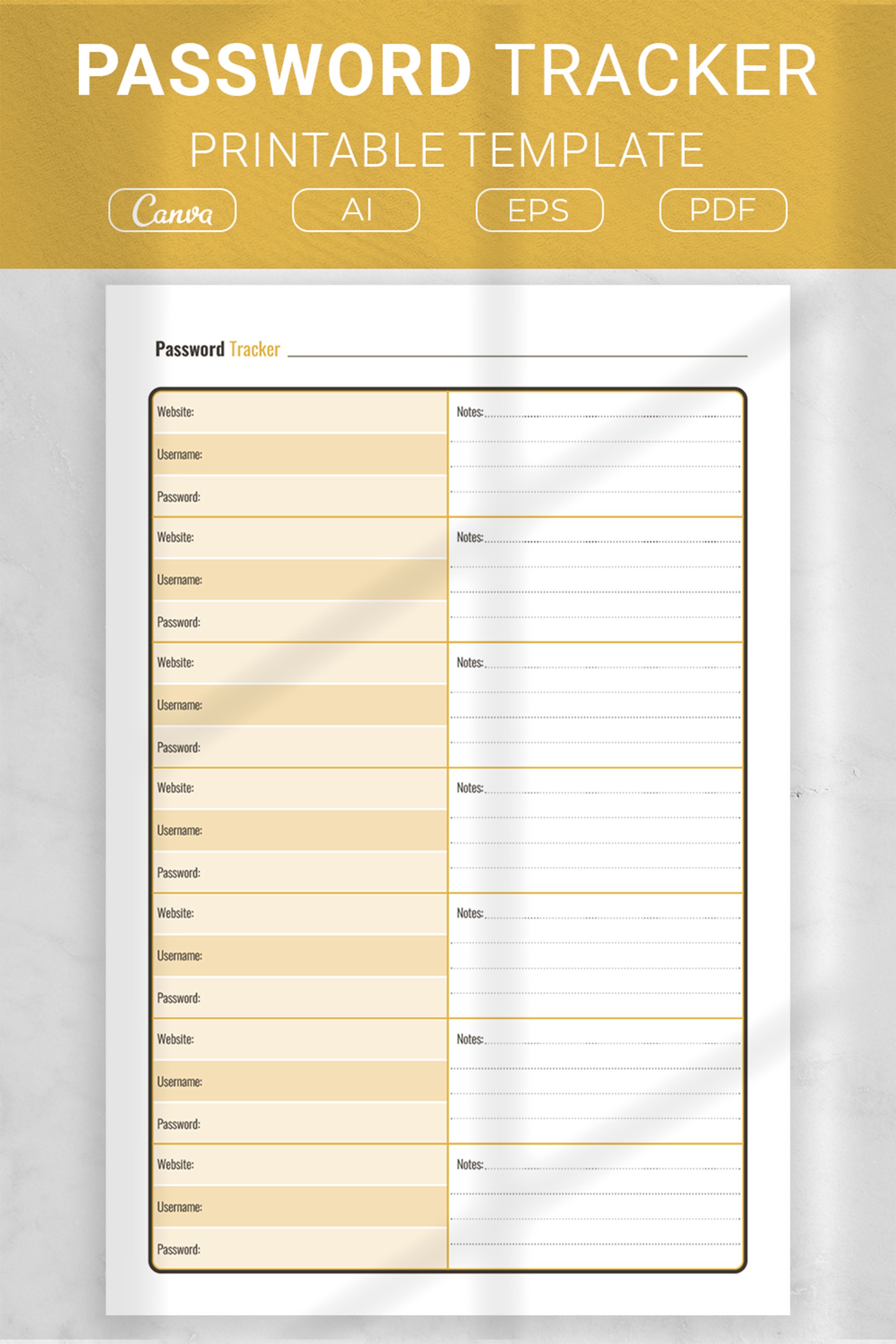 Password Tracker Printable Template (2795987)