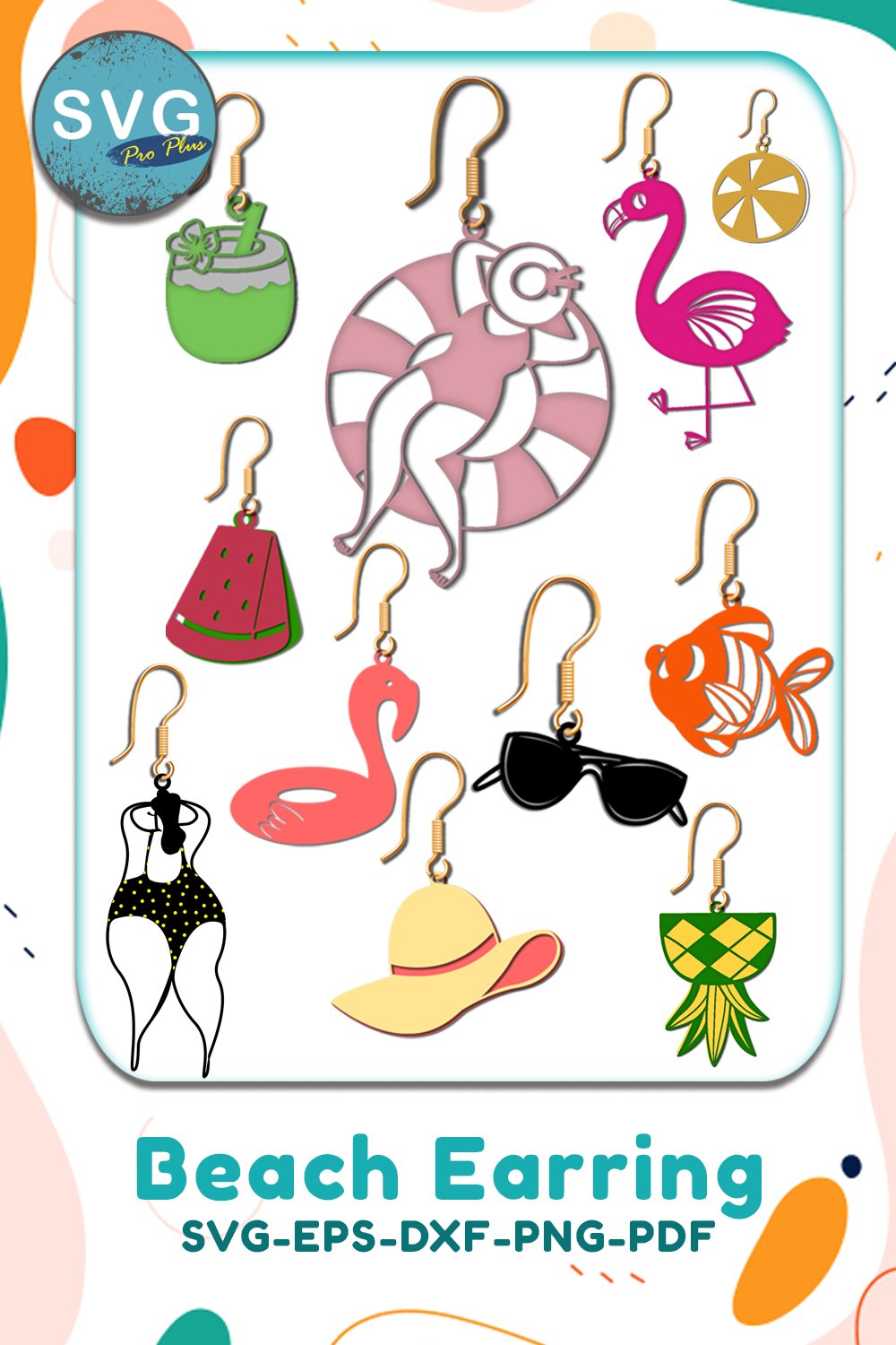 Beach Earring svg Summer earring svg flamingo hat pineapple