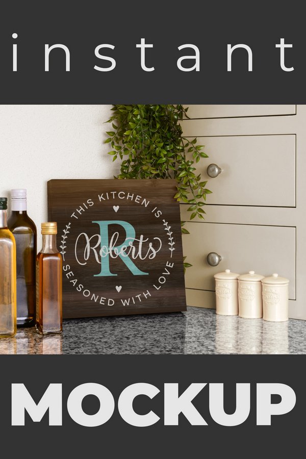 Instant mock up Wood Sign Kitchen Cutting Board (389107)