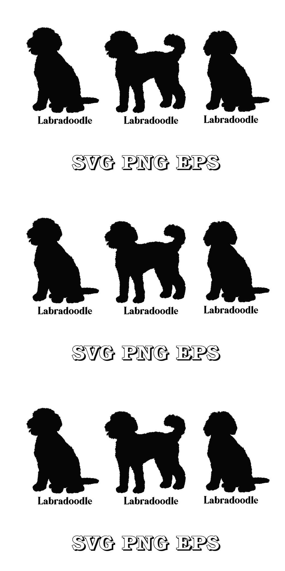 Labradoodle Dog breed silhouette SVG vector