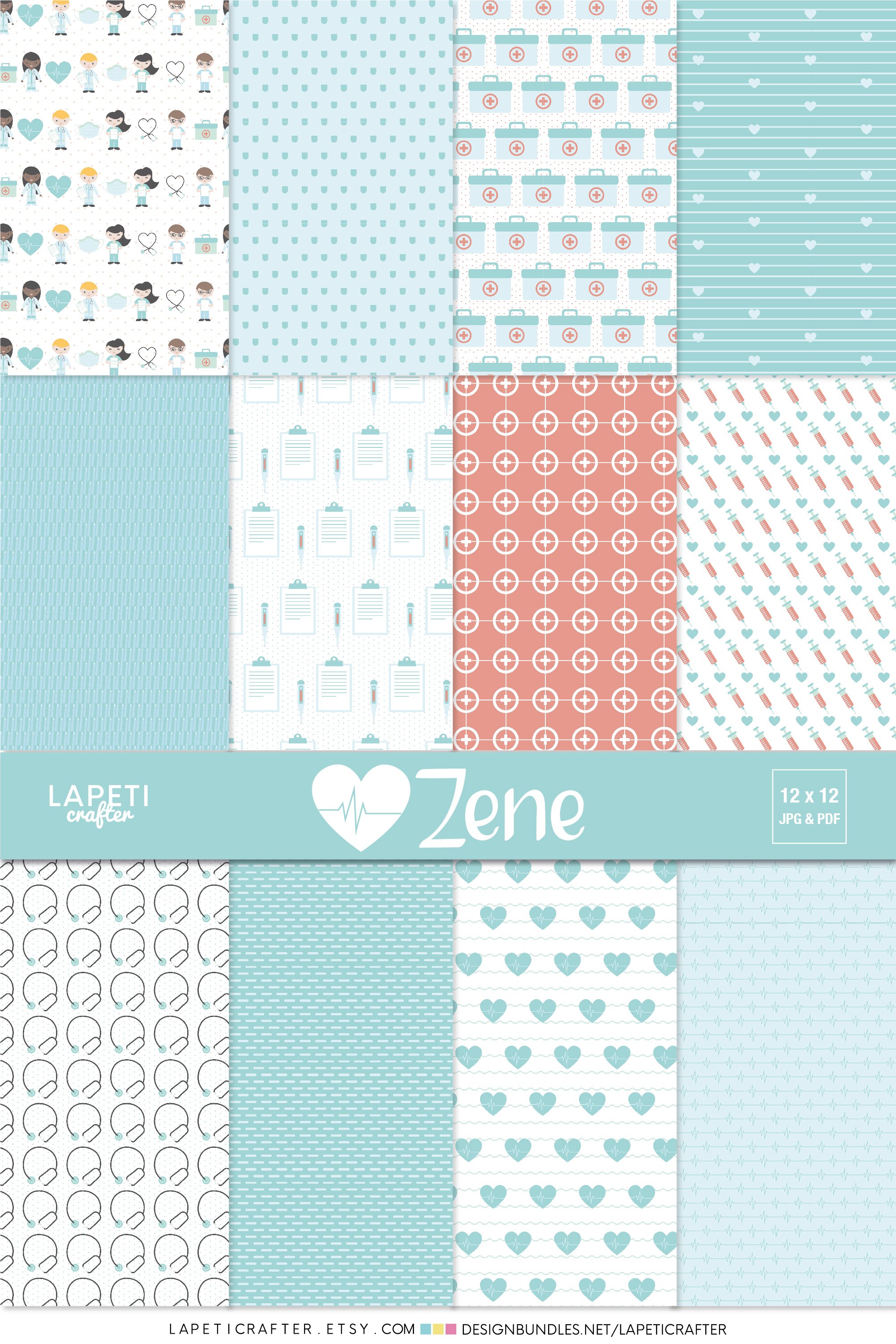 Nurse and Medical Digital Paper Set - Scrapbooking