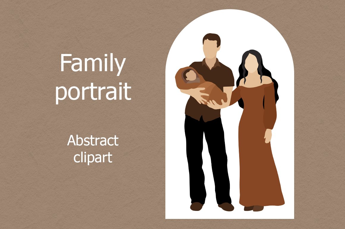 Parents and baby svg print, Abstract family portrait SVG