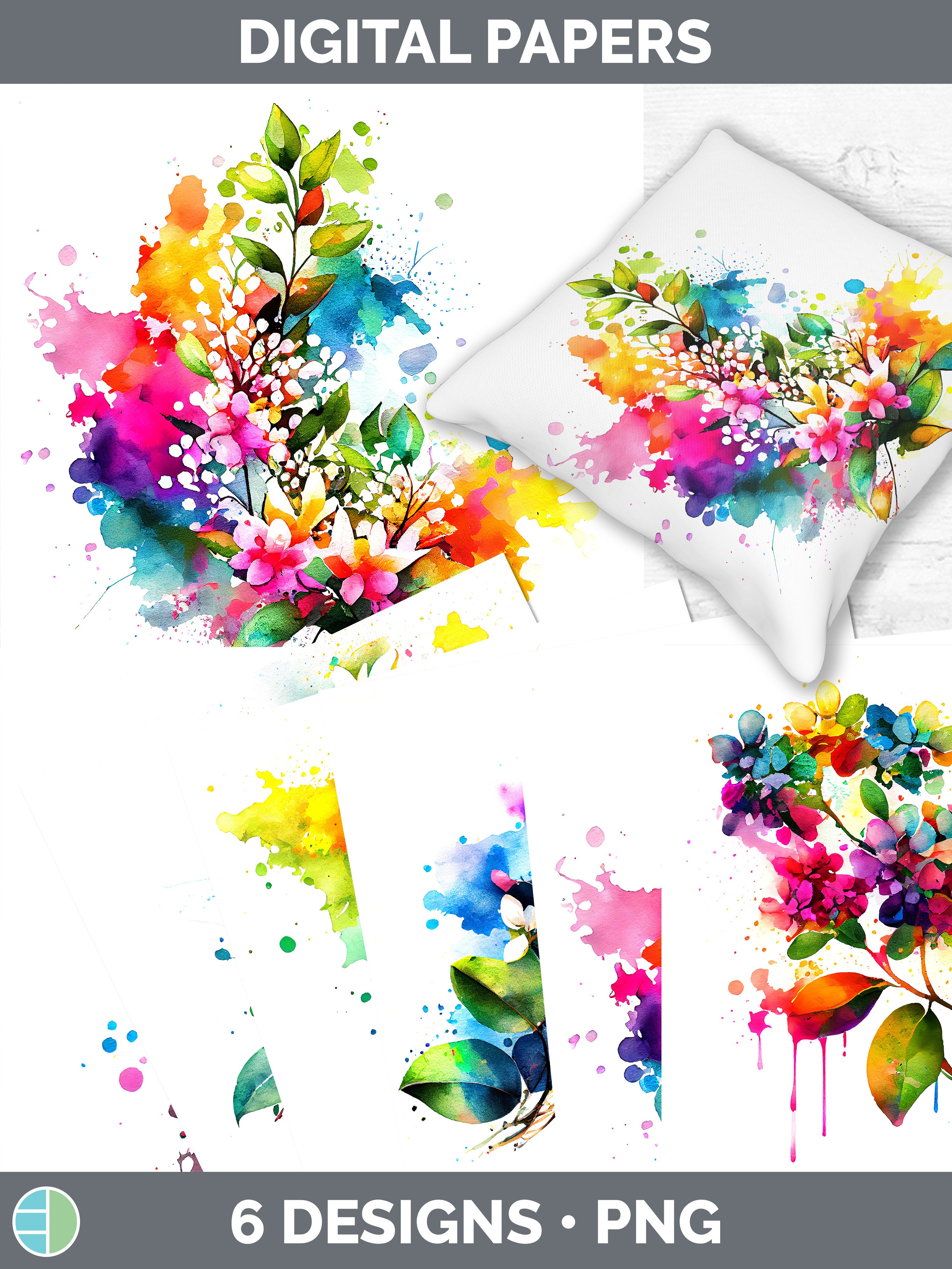 Rainbow Jasmine Flowers Paper Backgrounds | Digital Scrapboo