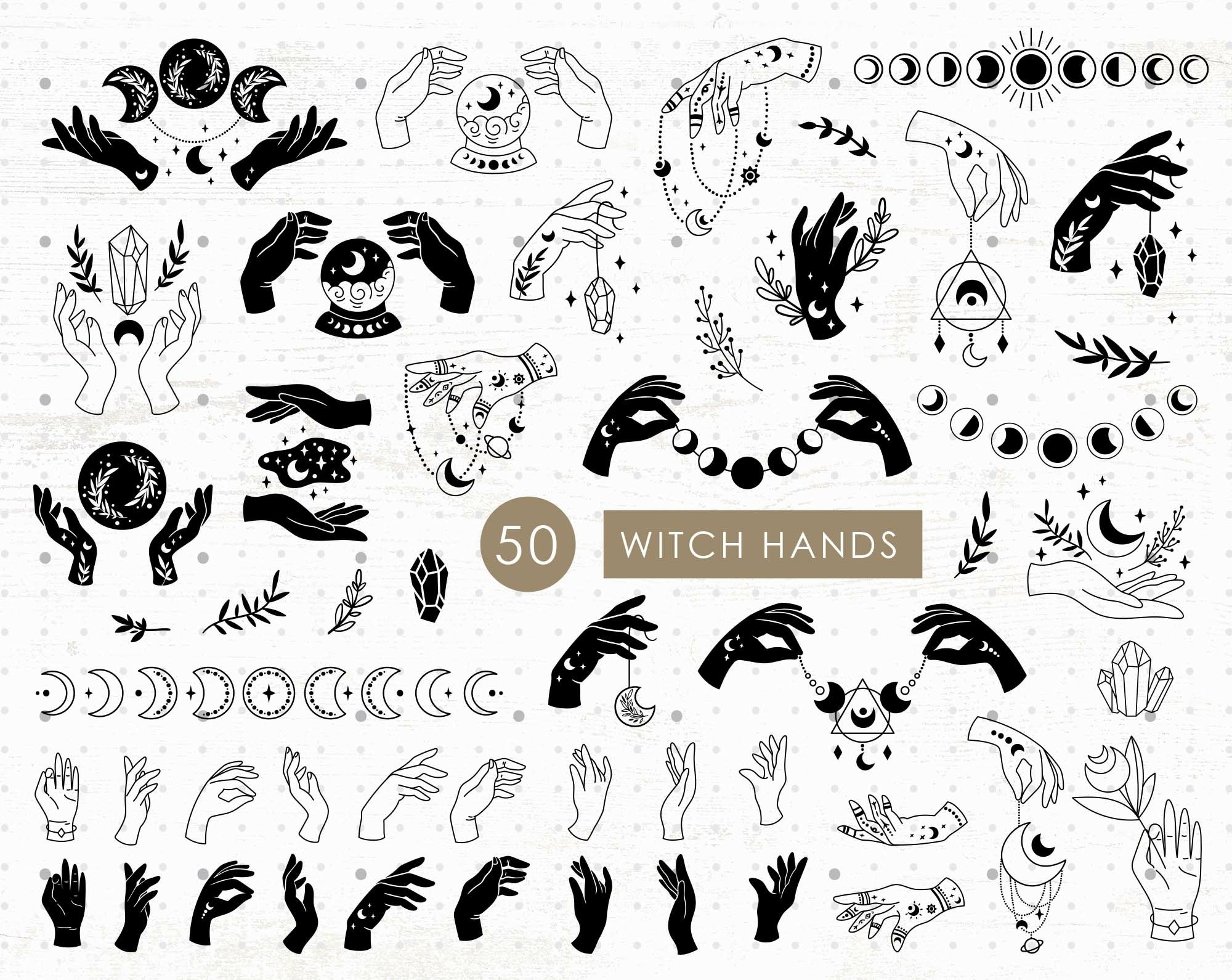 Witch hands SVG bundle, Boho clipart set