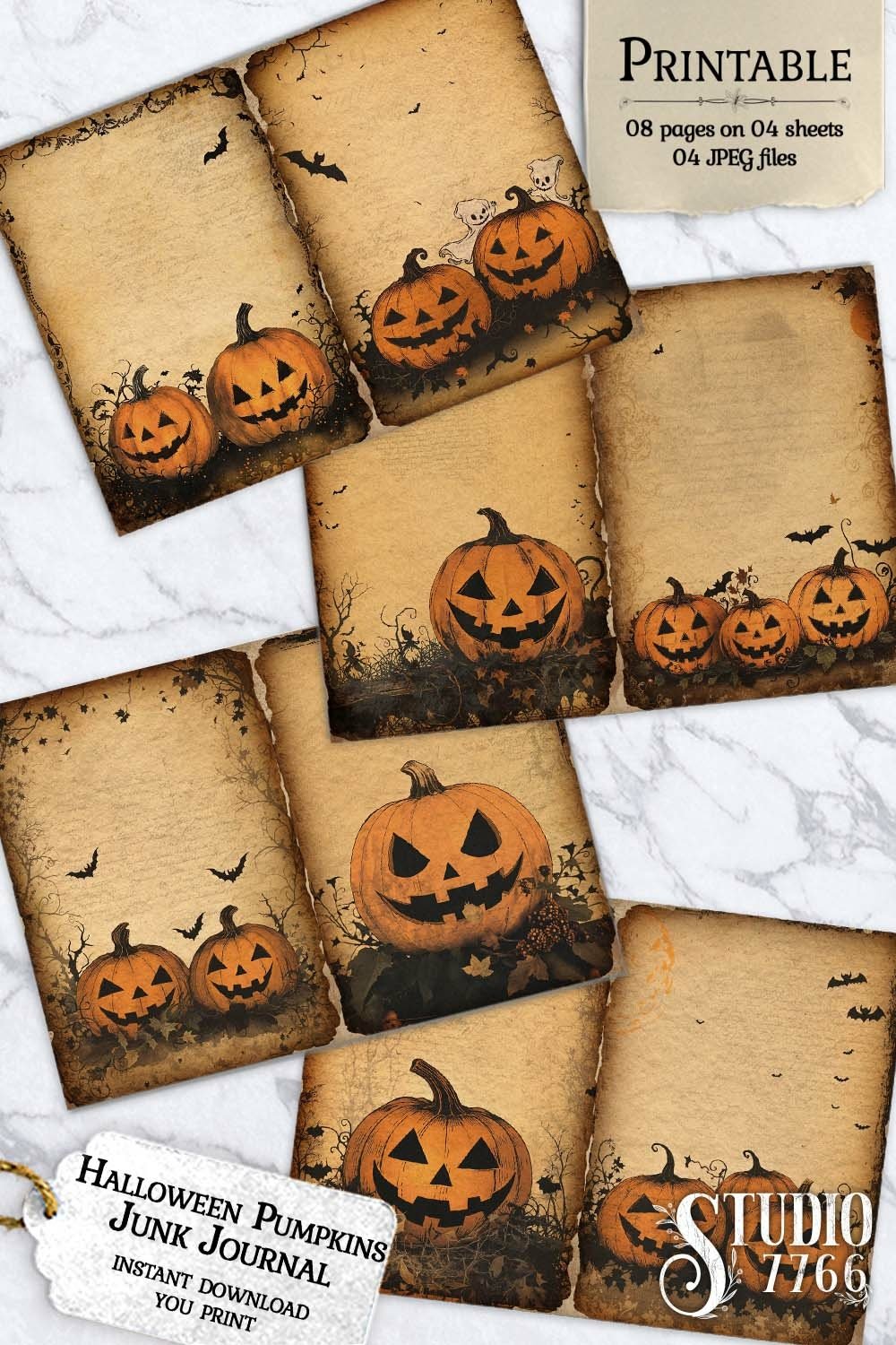 Halloween Pumpkins Junk Journal Pages