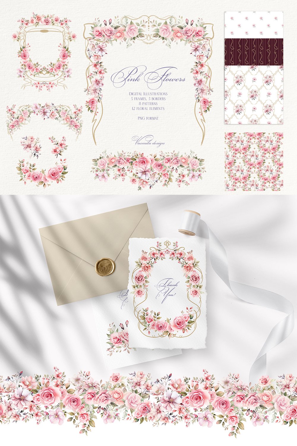 Pink Flower Wedding Set
