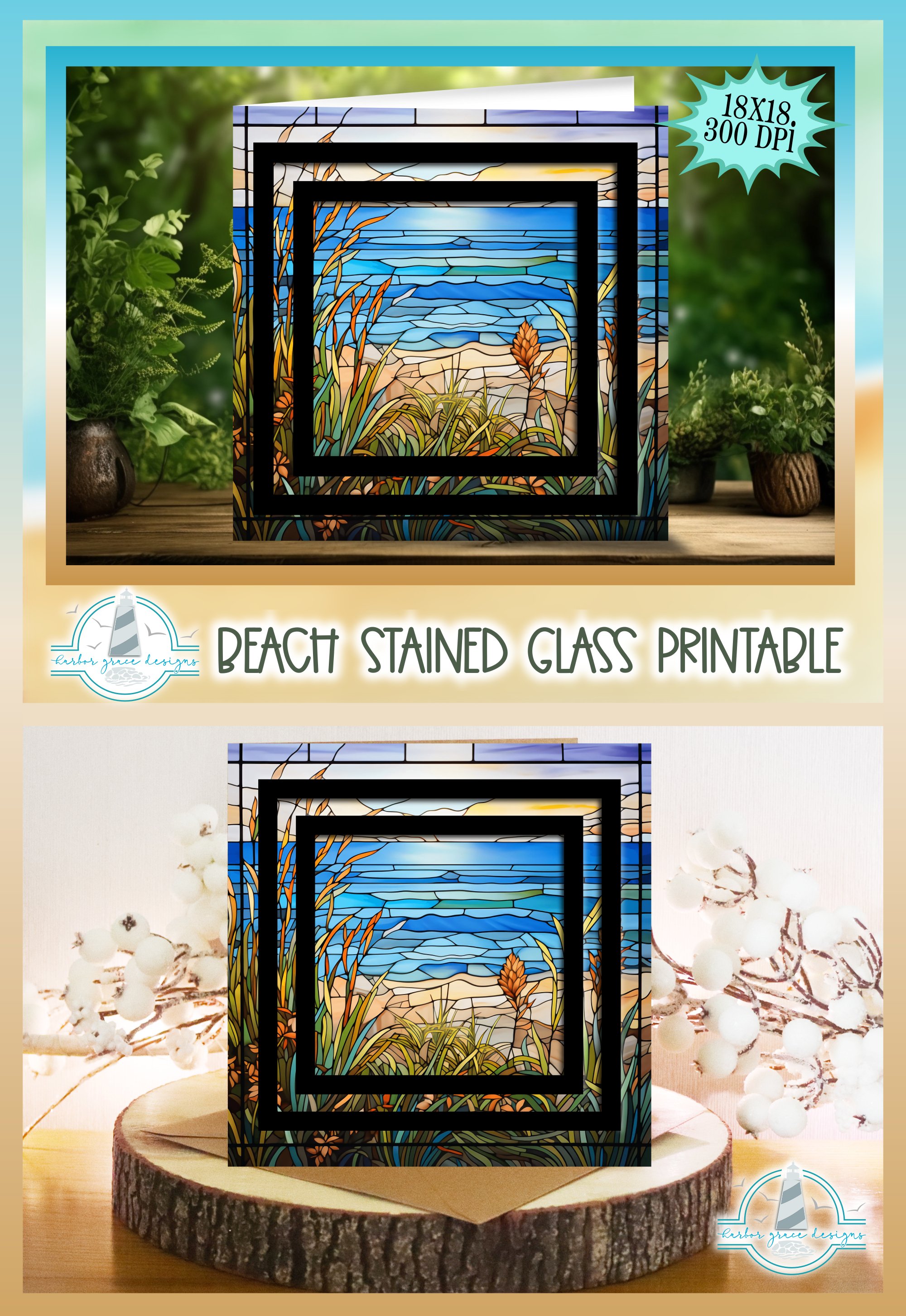Stained Glass Card SVG Bundle - Templates ONLY