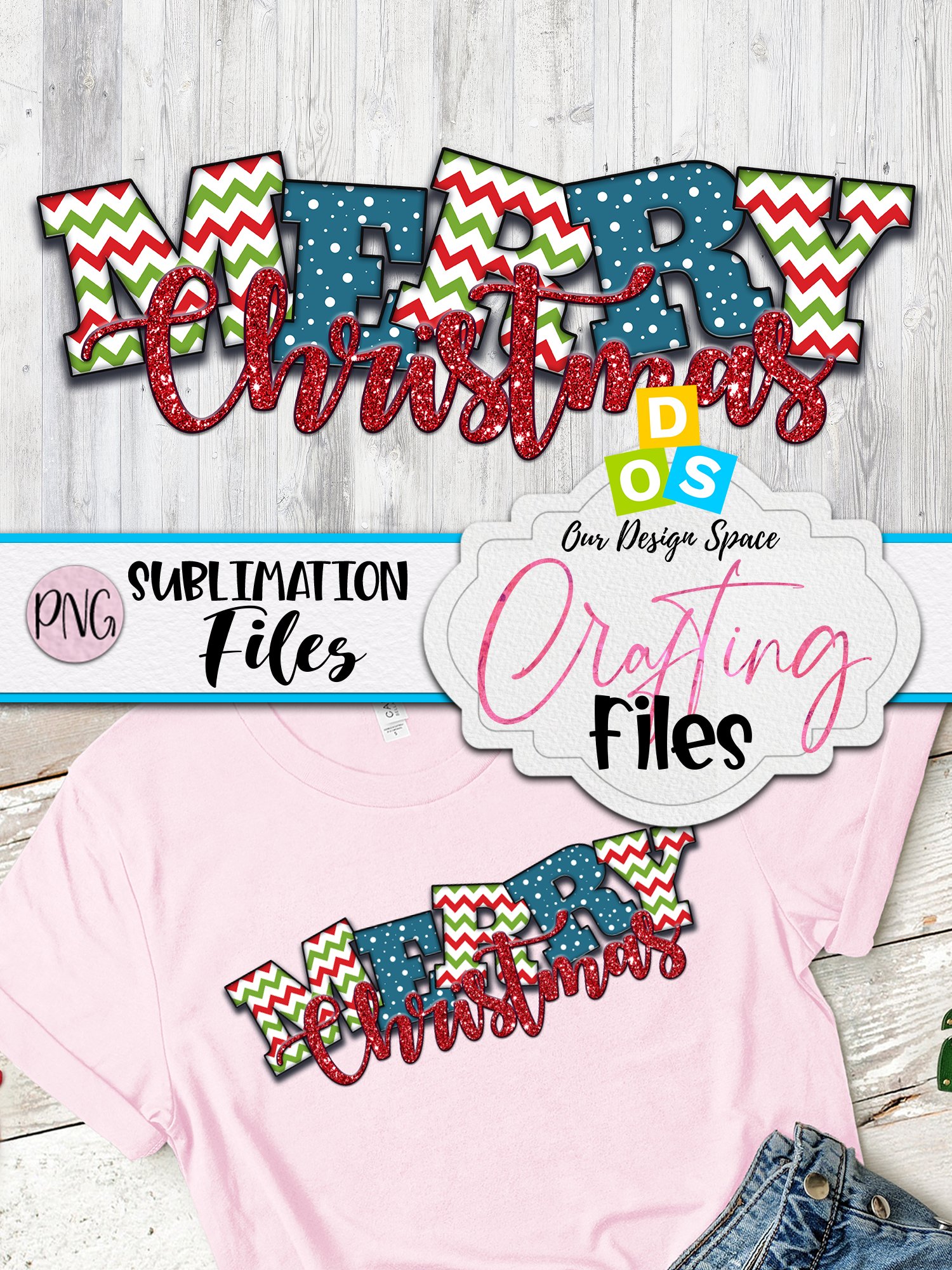 Merry Christmas PNG file for Sublimation