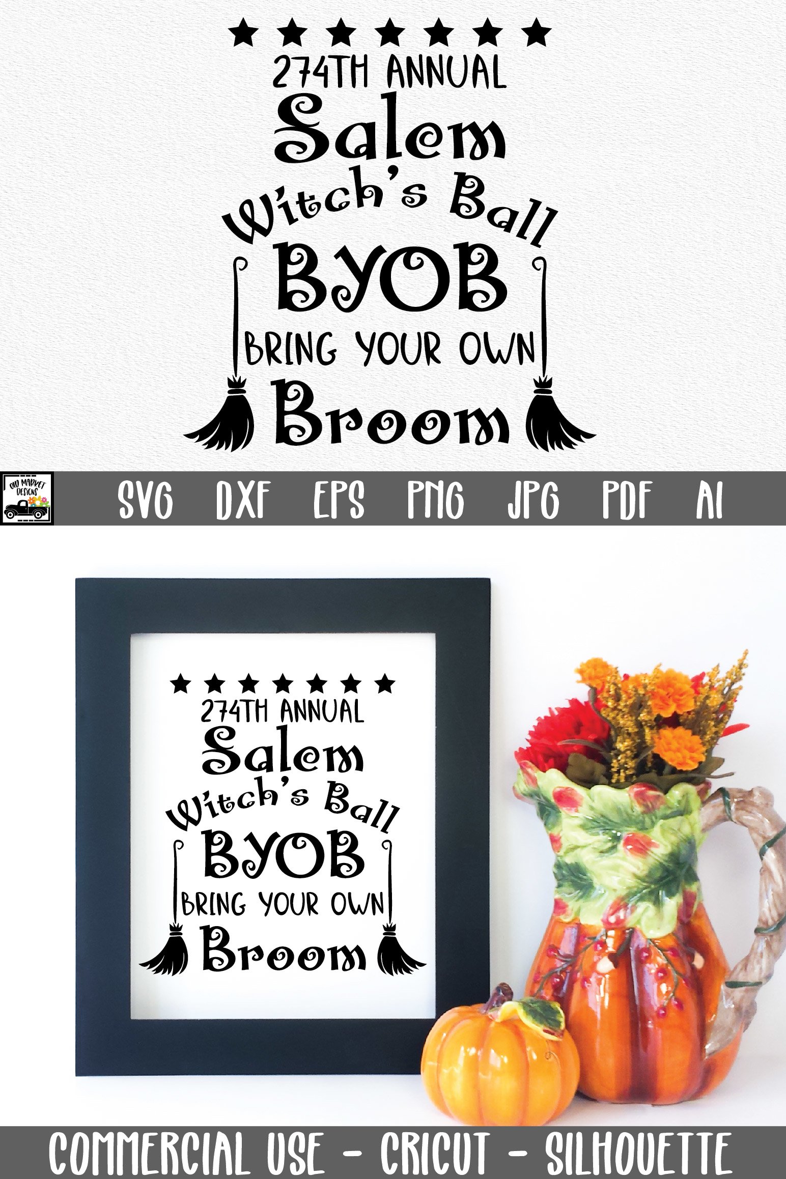 Salem Witch's Ball SVG Cut File - Halloween SVG PNG EPS DXF