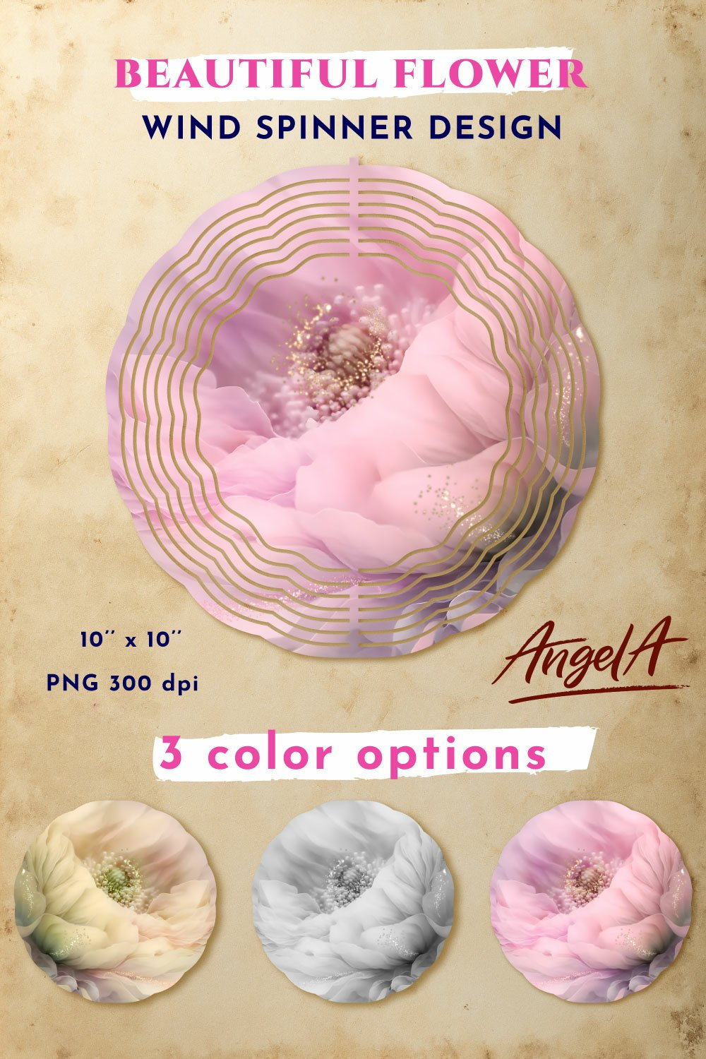Flower winfd spinner sublimation design Rose sublimation