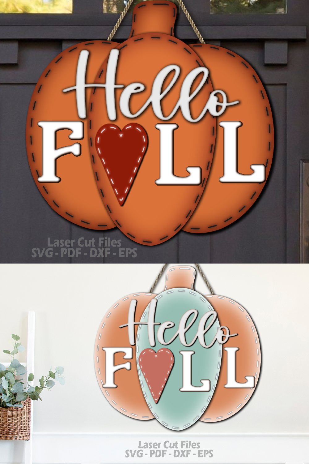 Hello Fall SVG Laser Cut Files | Pumpkin SVG | Fall Sign SVG