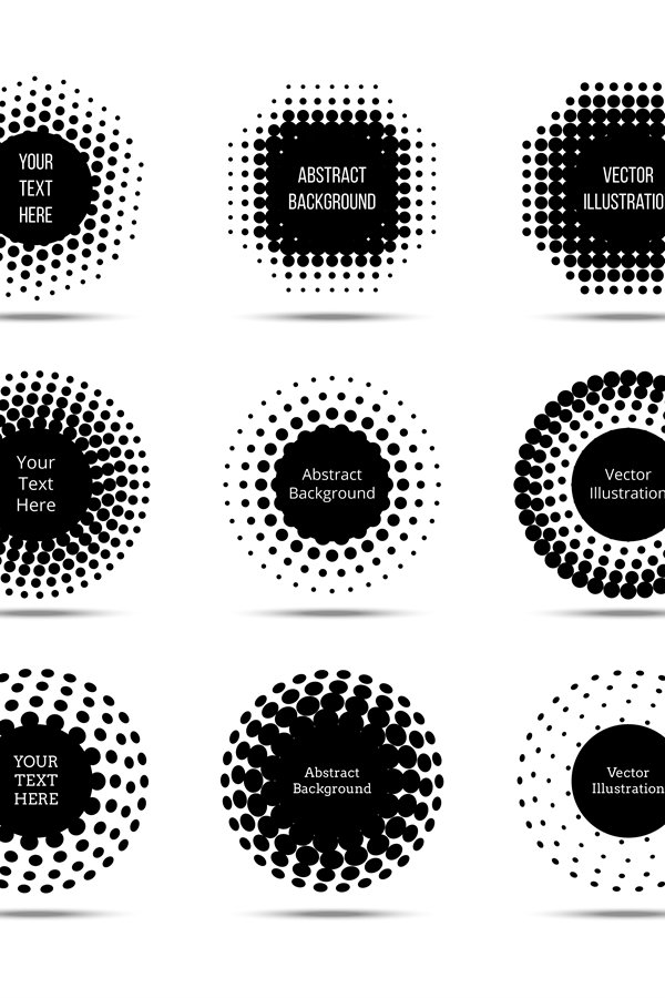 Halftone round design vector elements. Circle pop art banner