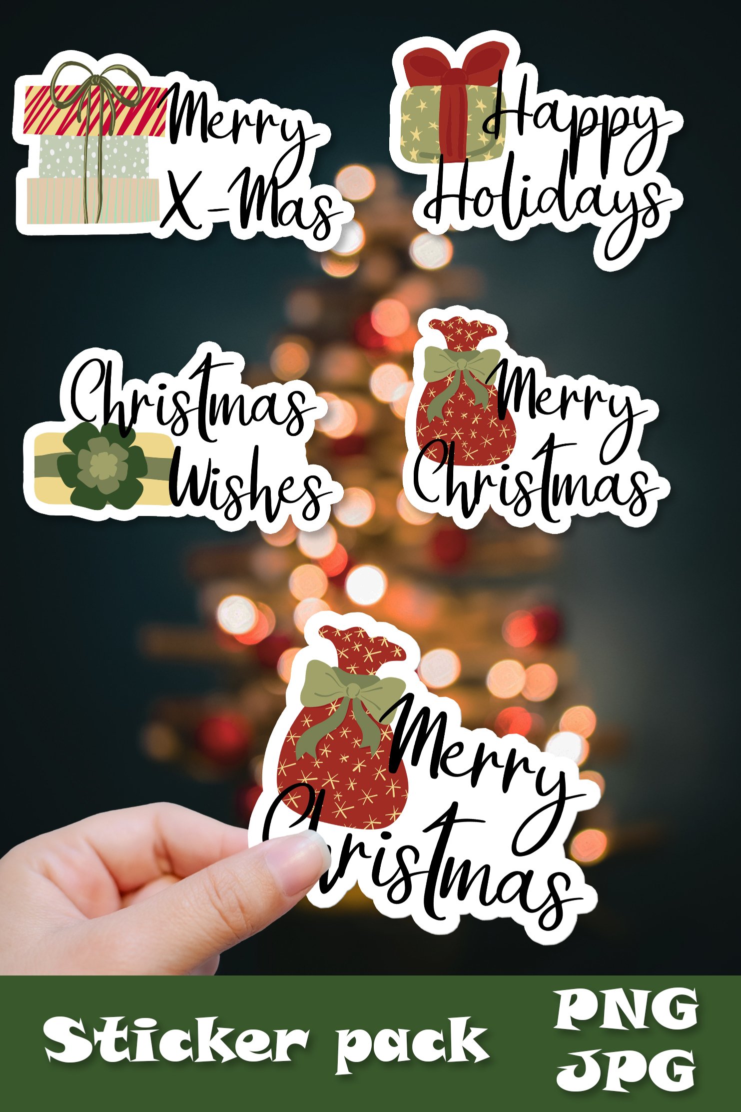 Christmas gift sticker bundle. Christmas sticker pack qoutes