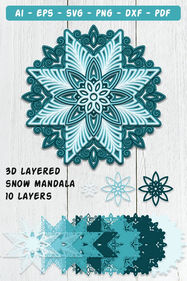 3D Layered Snow Mandala - SVG - Vol 3